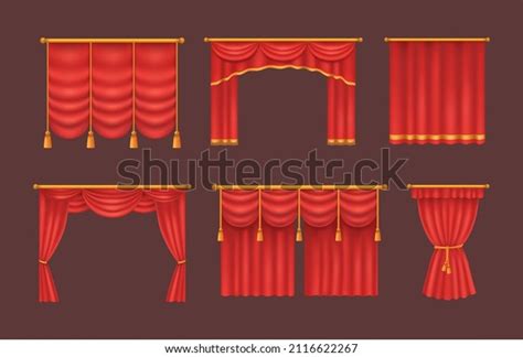현실적인 빨간 극장 커튼 붉은 실크 스톡 벡터로열티 프리 2116622267 Shutterstock