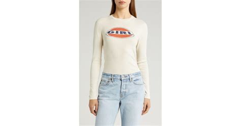 Re Done S Girl Embellished Long Sleeve T Shirt In White Lyst