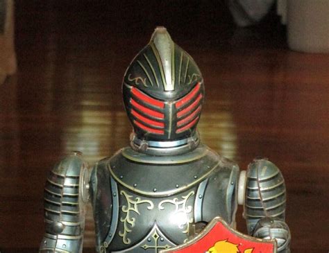 Vintage 1950s Battery Operated Tin Knight By Modern Toys Japan