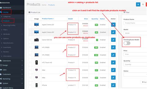 Opencart Find Duplicate Admin Product Model