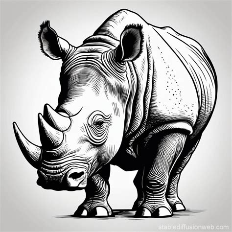 Rhino In Action Stable Diffusion Online
