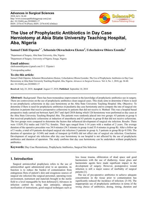 Pdf Use Of Prophylactic Antibiotics In Day Case Herniotomy