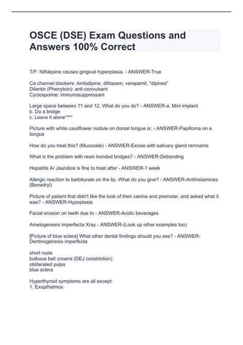 osce dse exam questions and answers 100 correct dse osce stuvia us