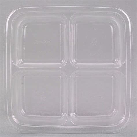 Fabri Kal Gs6 4 Greenware 4 Compartment Clear Pla Plastic Compostable