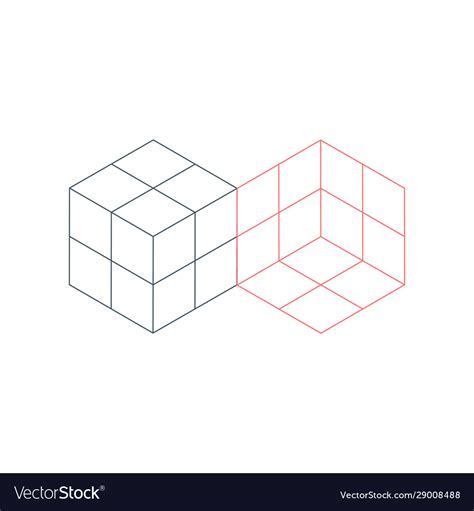 Two 3d Isometric Cube Geometric Shapes Puzzle Vector Image