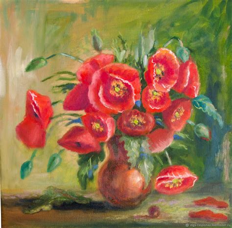 Картина с маками цветы в вазе купить на Ярмарке Мастеров L6rjiru Картины Евпатория