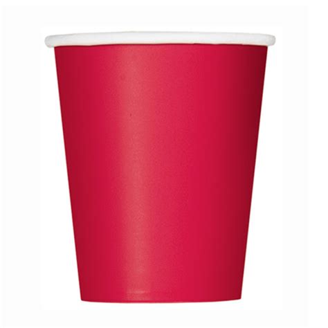 Red Paper Cups 270ml Pack Of 14 Partyrama