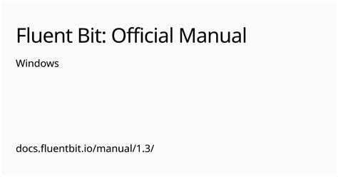 windows fluent bit official manual