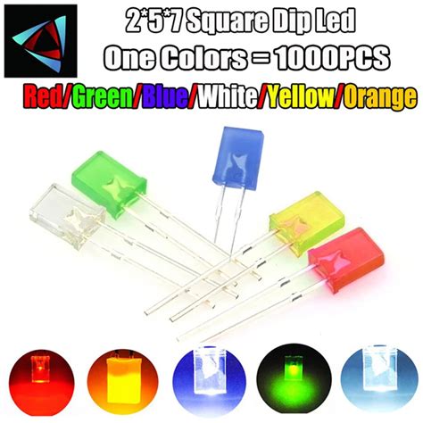 1000pcs Red Light Emitting Diodes Red Turn Red White Blue Green Yellow Orange 2 5 7 Square Led