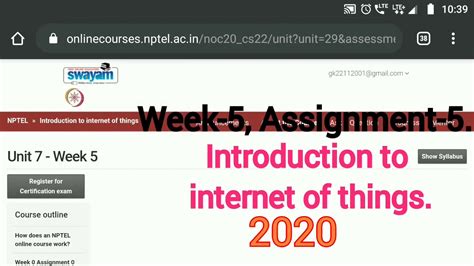 Assignment 5 Introduction To Internet Of Things 2020 Nptel Swayam Iot Weak 5 Answer