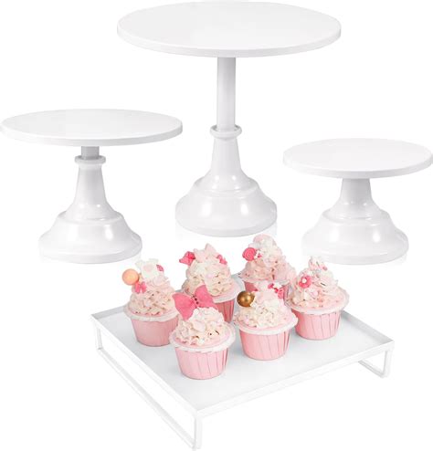 Di Qiu Ren 4 Pcs White Cake Stand Set Metal Cake Stands
