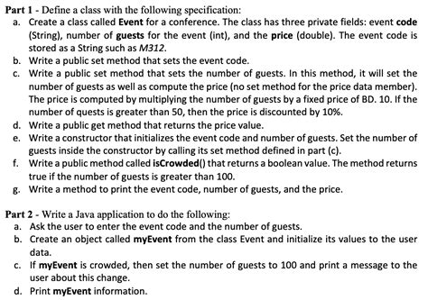 solved part 1 define a class with the following