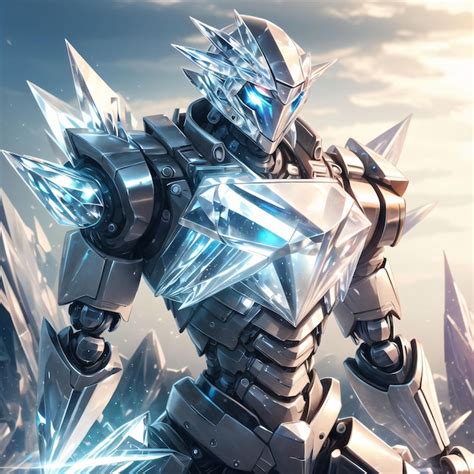 Premium Photo A Crystal Robot With White Armor