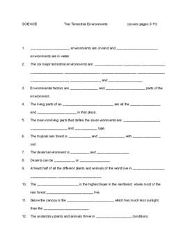 FOSS SCIENCE Th Grade ENVIRONMENTS Two Terrestrial Environments