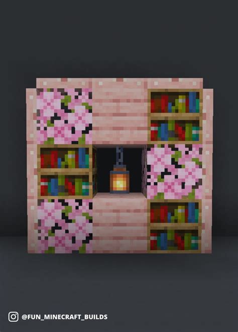Cherry Wood Bookcase Minecraft Designs Minecraft Decorations Cool Minecraft Creations
