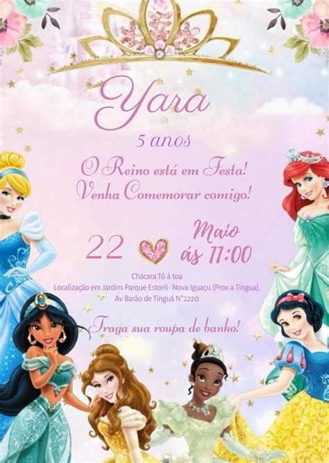 Convite Digital Das Princesas Artofit