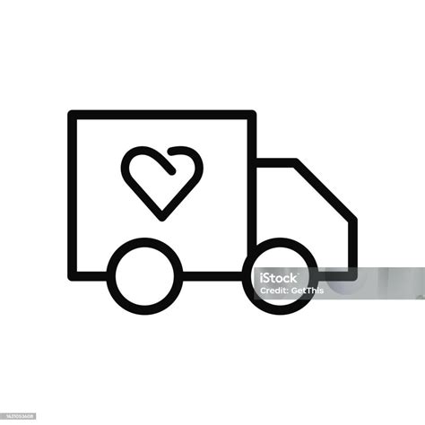 조심스러운 배달 트럭 아이콘 벡터 그림입니다 실루엣 배송 트럭 픽토그램 사랑으로 운송 로고 앱 광고 배너 웹 개발 Ui Ux에 대한 간단한 평면 격리 기호 벡터 Eps 10