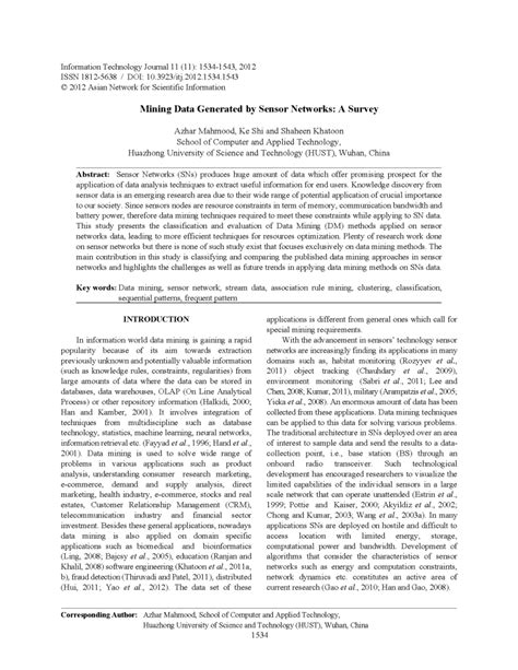 Pdf Mining Data Generated By Sensor Networks A Survey