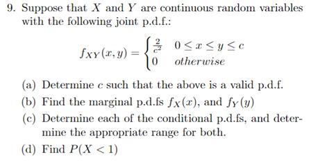 Solved 9 Suppose That X And Y Are Continuous Random
