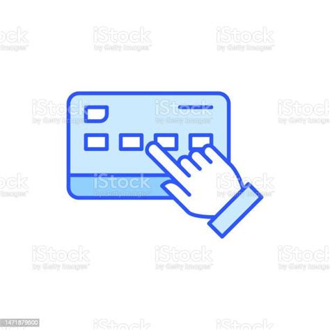 신용 카드를 손가락으로 클릭하고 지불 파란색 선형 아이콘을위한 직불 카드를 선택하십시오 쇼핑 온라인 뱅킹 금융 기호 디자인 고름에 대한 스톡 벡터 아트 및 기타 이미지