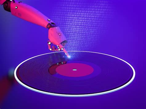 Premium Photo Ai Music Composer Or Generator With Robot With Vinyl Record