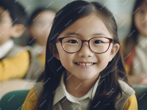 Premium Ai Image Asian Girls Education Happy Beautiful Asian Girl Is