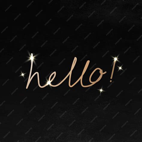 Free Vector Golden Cursive Hello Typography On A Black Background