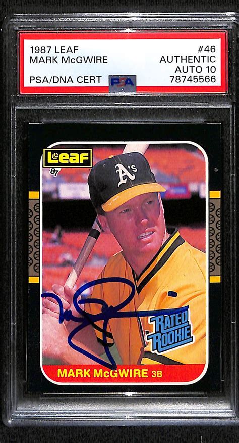 1987 Leaf Mark Mcgwire Auto Rookie Card Psa Dna Auto Grade 10 5566