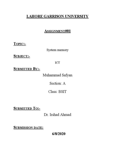 Ict Assignment 01 Pdf Dynamic Random Access Memory Random Access Memory