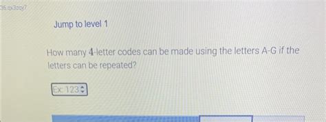 How Many 4 Letter Codes Can Be Made Using The Letters