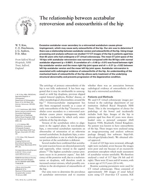 Pdf The Relationship Between Acetabular Retroversion And Osteoarthritis Of The Hip