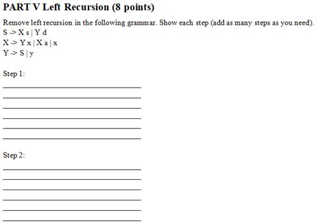 Solved Part V Left Recursion 8 Points Remove Left