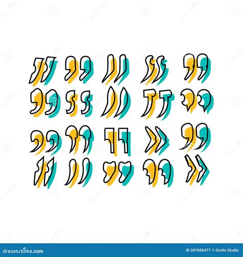Set Of Quotation Comma Sign Icons Stock Vector Illustration Of Number Font 287606477