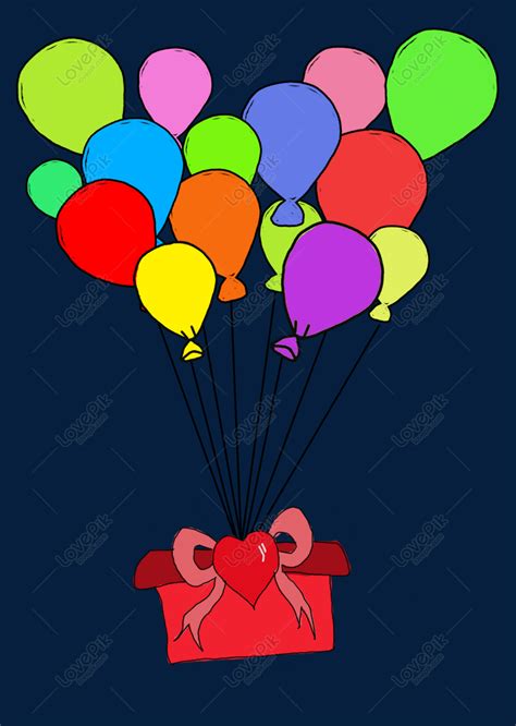 벡터 손으로 그린 다채로운 풍선 Png 일러스트 무료 다운로드 Lovepik