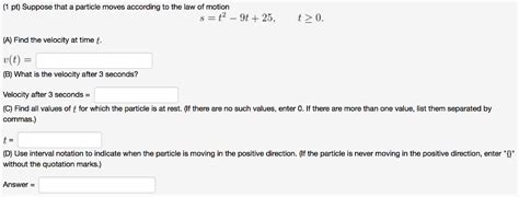 Solved Pt Suppose That A Particle Moves According To The Chegg