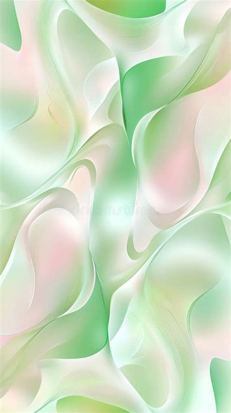 Abstract Flowing Shapes With Pastel Green And Pink Hues Creating A Soft And Dreamy Aesthetic