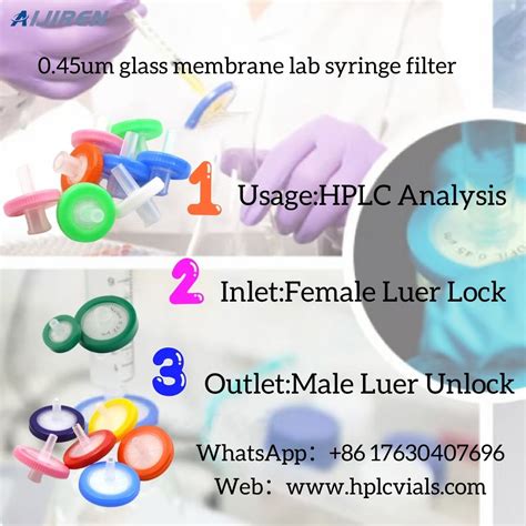 045um Glass Membrane 25mm Sample Filter Lab Syringe Filter With Hydrophobic Ptfe Nylon Pvdf