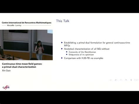 Free Video Continuous Time Mean Field Games A Primal Dual Characterization From Centre