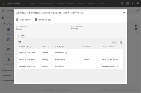 Monitoring Workflow Execution Adobe Campaign