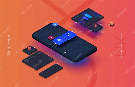모바일 앱 인터페이스 디자인의 블랙 스마트 폰 프리미엄 벡터