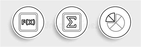 Set Line Graph Schedule Chart Diagram Function Mathematical Symbol And Sigma Icon Vector