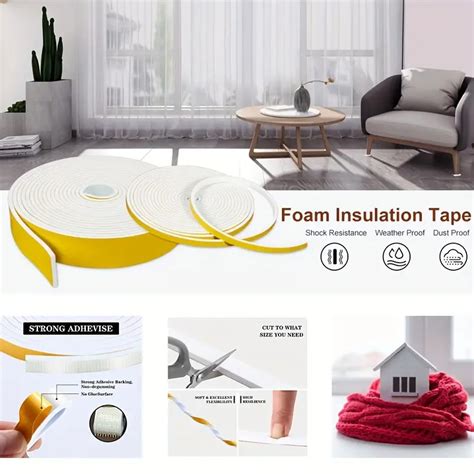 화이트 셀프 접착 폼 실링 테이프 15m 방수 및 충격 방지 문 및 창문용 폭 6mm X 깊이 1 5mm 충 Temu