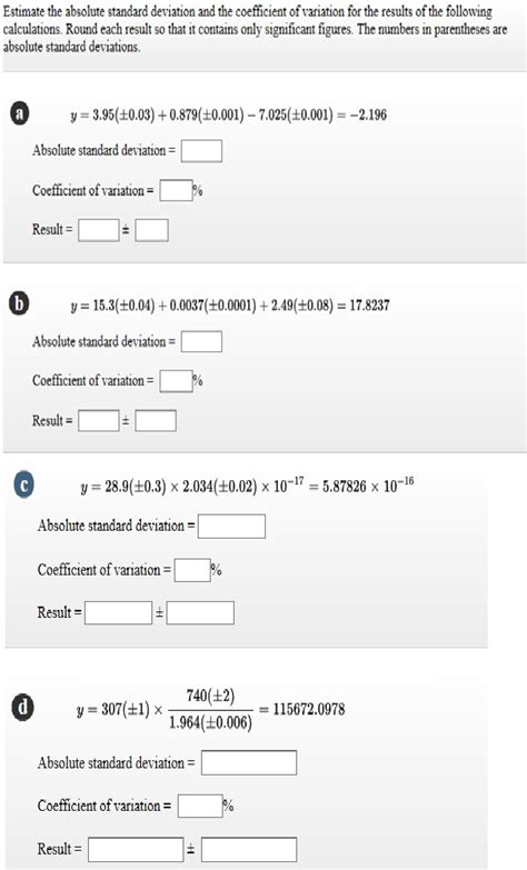 Solved Estimate The Absolute Standard Deviation And The Chegg Com