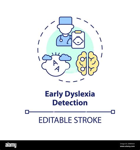 2d customizable line icon early dyslexia detection concept stock vector