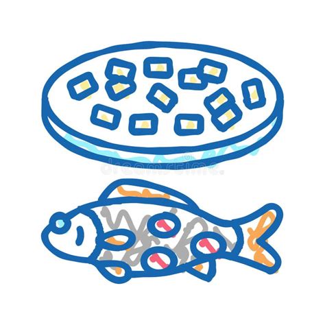 Streptococcus Iniae Fish Icon Doodle Illustration Stock Vector