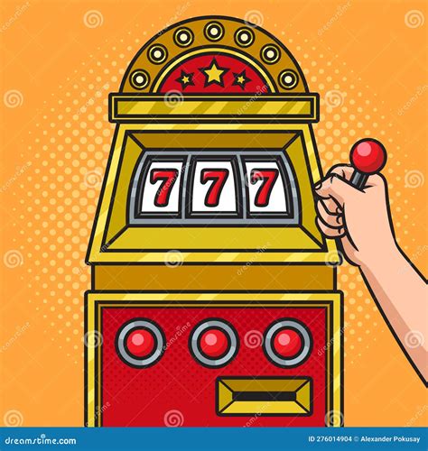 Slot Machine Win Pinup Pop Art Raster Illustration Stock Illustration