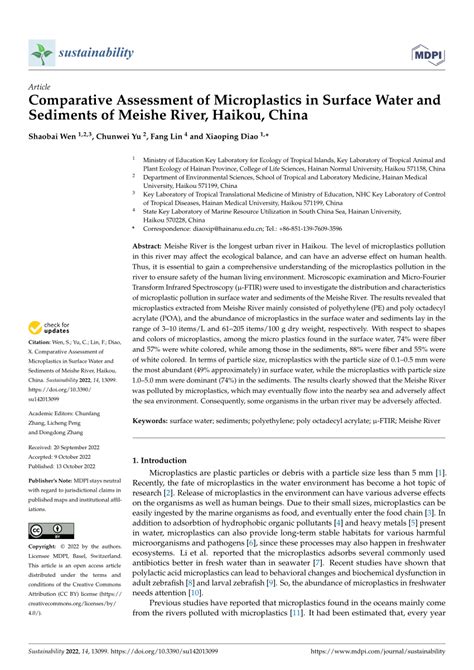 Pdf Comparative Assessment Of Microplastics In Surface Water And Sediments Of Meishe River