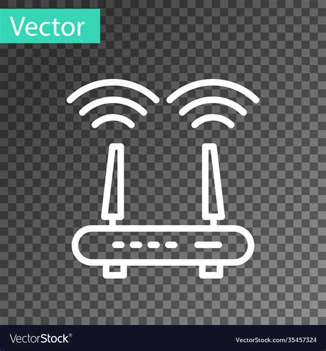 White Line Router And Wi Fi Signal Icon Isolated Vector Image