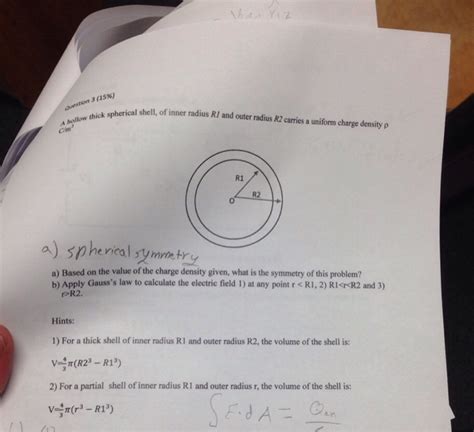 Solved A Hollow Thick Spherical Shell Of Inner Radius R Chegg