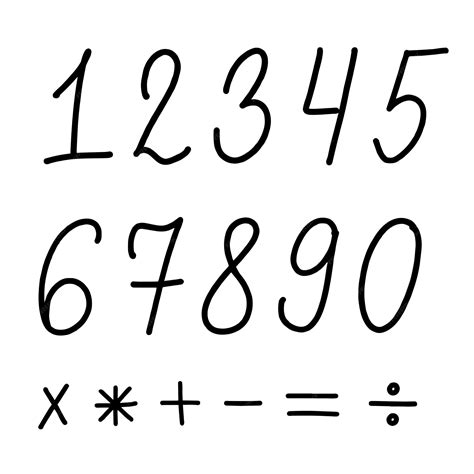 Premium Vector Hand Drawn Numbers Vector Isolated On White Background Line Art Plus Minus